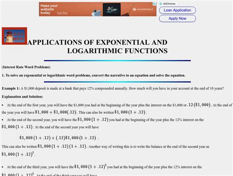 s o s math applications of exponential and logarithmic functions