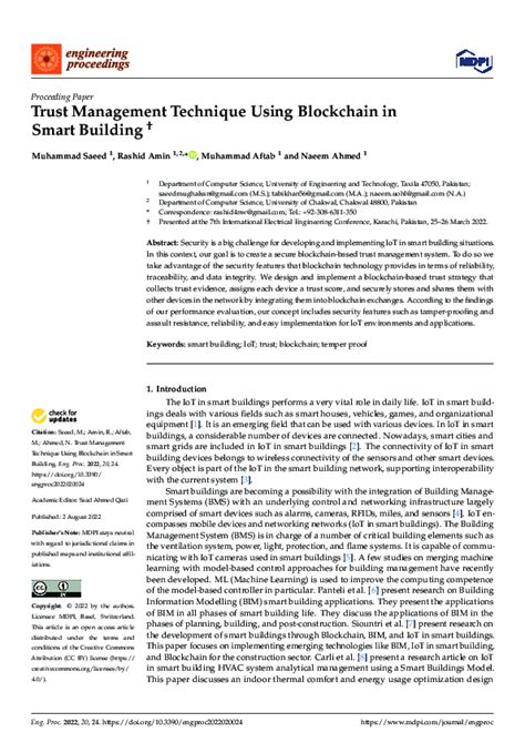 Pdf Trust Management Technique Using Blockchain In Smart Building