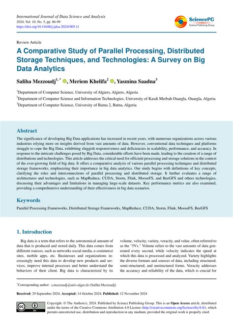 PDF A Comparative Study Of Parallel Processing Distributed Storage Techniques And