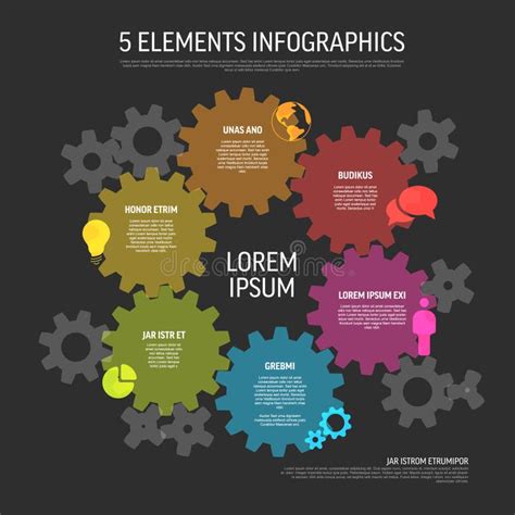 Process Infographic With 5 Interconnected Gears Stock Vector