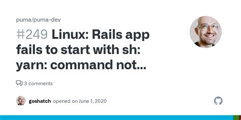 linux rails app fails to start with sh yarn command not found