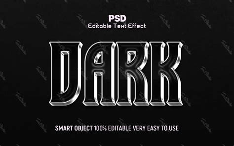 Dark Black Metallic 3d Text Effect Photoshop Premium Psd File