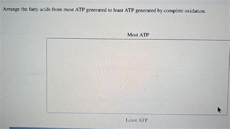 solved arrange the fatty acids from most atp generated to