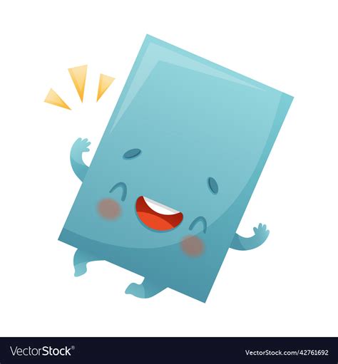 Funny Blue Rectangle As Geometric Shape Character Vector Image