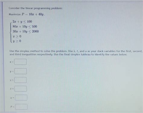 Solved Consider The Linear Programming Problem Maximize P