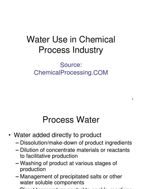 Water Use In Chemical Process Industry Source Pdf