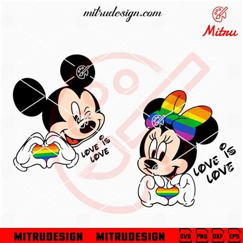 Mickey And Minnie Lgbt Pride Svg Love Is Love Svg Png Dxf Eps