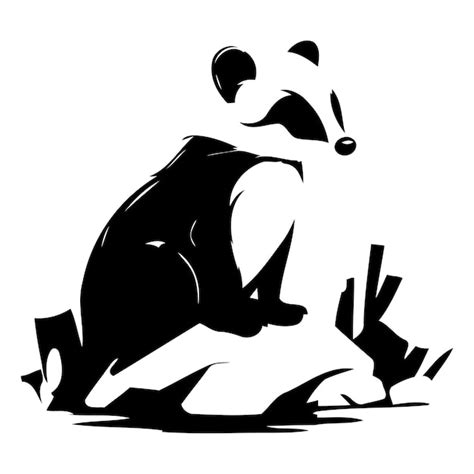 Premium Vector Cute Cartoon Badger Sitting On A Rock Vector Illustration