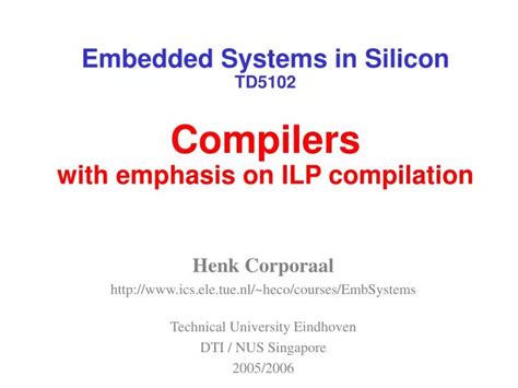 Ppt Embedded Systems In Silicon Td5102 Compilers With Emphasis On Ilp