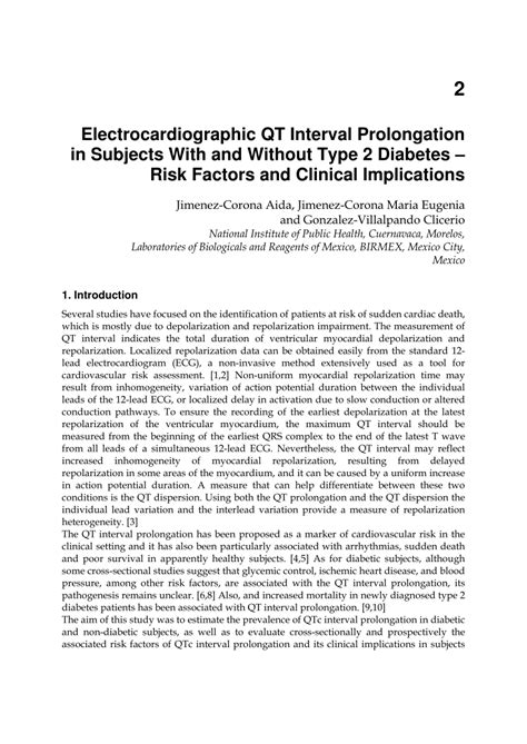 PDF Electrocardiographic QT Interval Prolongation In Subjects With And Without Type 2 Diabetes