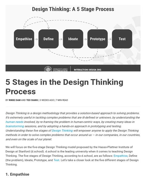 5 Stages In The Design Thinking Process Interaction Design Foundation Download Free Pdf