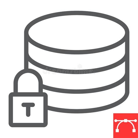 Secure Data Line Icon Security And Computing Database Sign Vector Graphics Editable Stroke