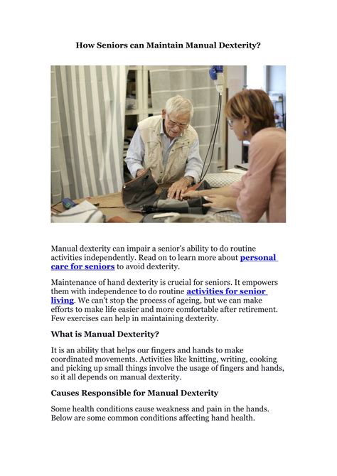 Ppt How Seniors Can Maintain Manual Dexterity Powerpoint Presentation