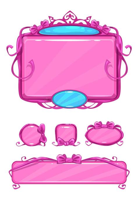 beautiful girlish pink game user interface stock vector illustration