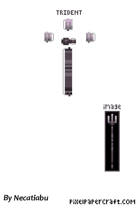 Netherite Trident Pixel Papercraft