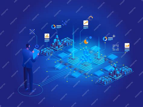 Premium Vector Vector Isometric Concept Of Data Analysis Network