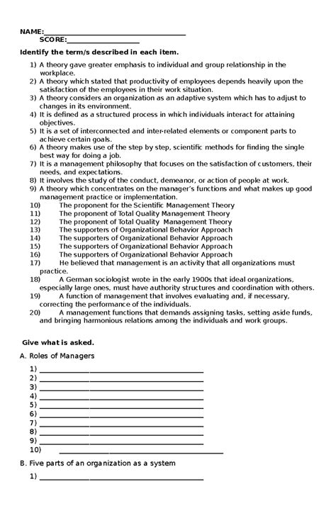 Organizational Management QUIZ 1 NAME Studocu