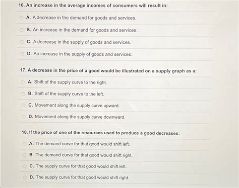 Solved An Increase In The Average Incomes Of Consumers Will