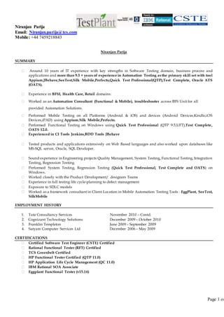 Automation Consultant Niranjan Parija PDF