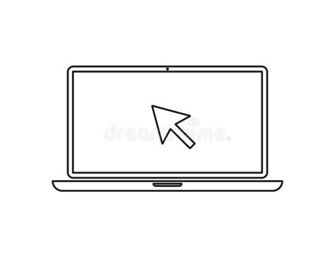 Laptop With Pointer Or Cursor Icon Isolated Notebook Screen Template Stock Vector