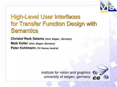 Ppt High Level User Interfaces For Semantic Transfer Function Design