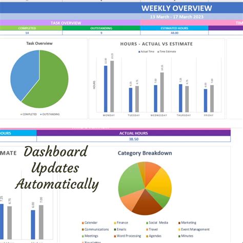 Executive Assistant Virtual Assistant Microsoft Excel Weekly Planner