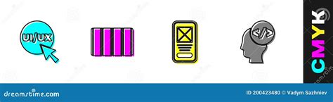 Set UI Or UX Design Color Palette Guide And Front End Development Icon Vector Stock