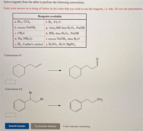 Solved Select Reagents From The Table To Perform The