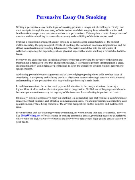 persuasive essay on smoking pdf port computer networking