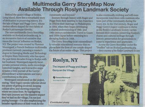 The Roslyn News Multimedia Gerry StoryMap Now Available Through Roslyn Landmark