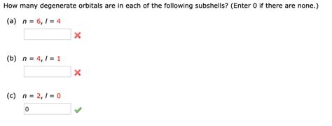 Solved How Many Degenerate Orbitals Are In Each Of The Chegg Com
