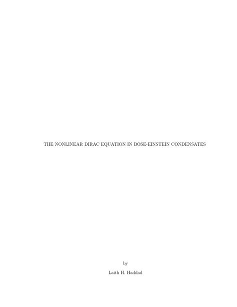Pdf The Nonlinear Dirac Equation In Bose Einstein Condensates