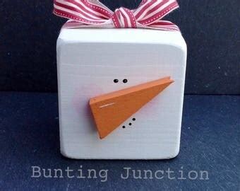 Wooden Block Snowman Etsy