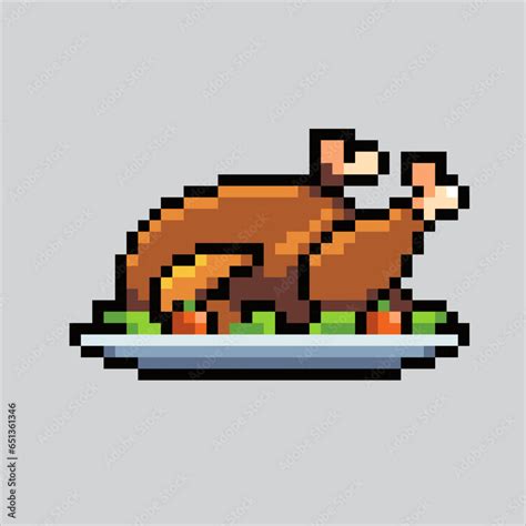 Pixel Art Illustration Roasted Turkey Pixelated Turkey Roasted Turkey Food Icon Pixelated For