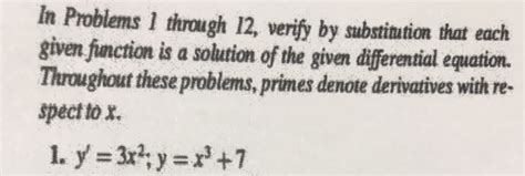 Solved In Problems 1 Through 12 Verify By Substitution That
