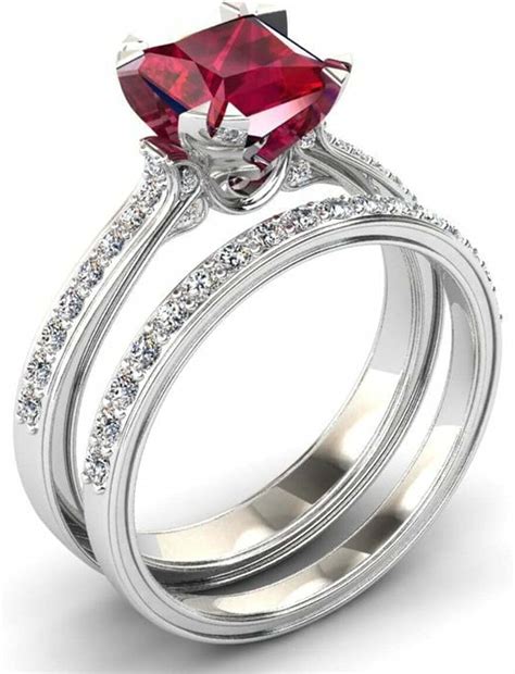 Princess Cut Ruby Engagement Rings