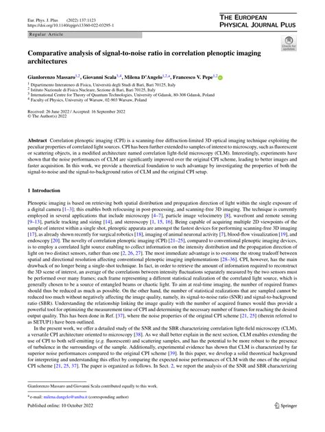Pdf Comparative Analysis Of Signal To Noise Ratio In Correlation