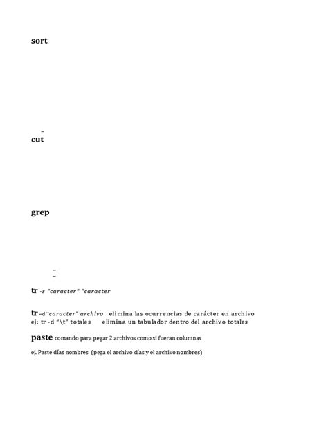 Comandos Sort Cut Grep Tr Y Paste Pdf