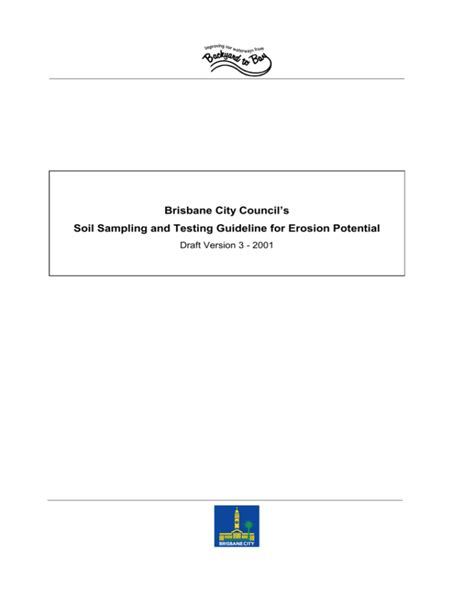 Brisbane City Council Soil Sampling And Testing Guideline For Erosion