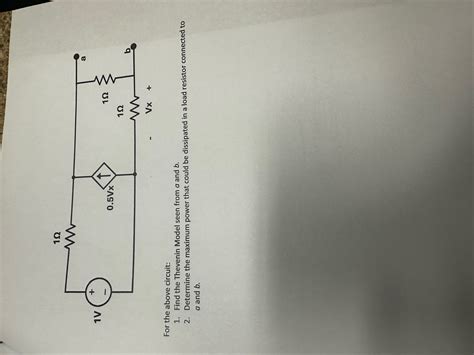 Solved For The Above Circuit Find The Thevenin Model Seen