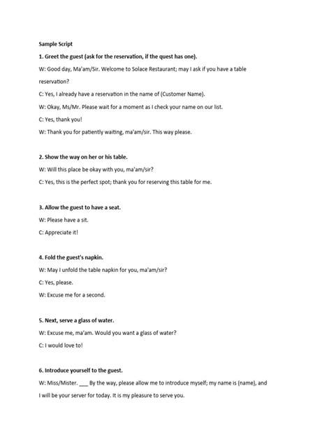 Sample Script Pdf Entrée Cooking