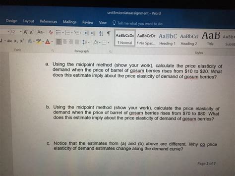 Using The Midpoint Method Show Your Work Calculate Chegg