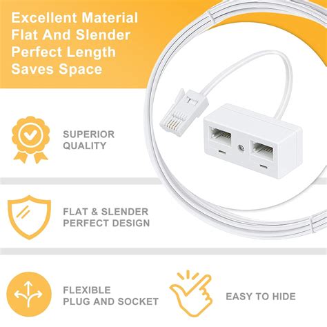 Telephone Splitters 2 Way Bt Phone Socket Adapter Rj11 Bt Plug Male