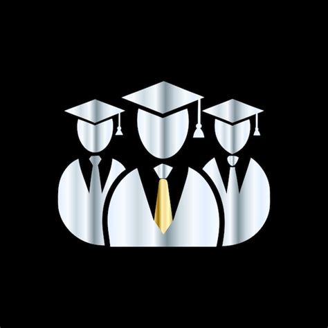 졸업 모자 및 학생 그룹 터 로고 디자인 템플릿 프리미엄 벡터