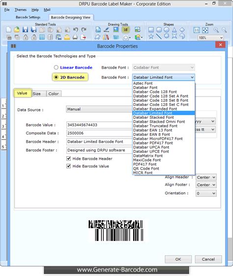 Barcode Software Create Databar Limited 2D Barcode Image Generate Barcode Com