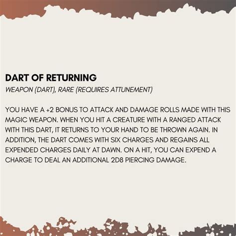 Silent And Deadly The Dart Of Returning Magic Item Runearthedarcana