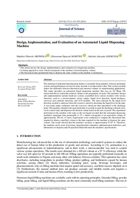 Pdf Design Implementation And Evaluation Of An Automated Liquid