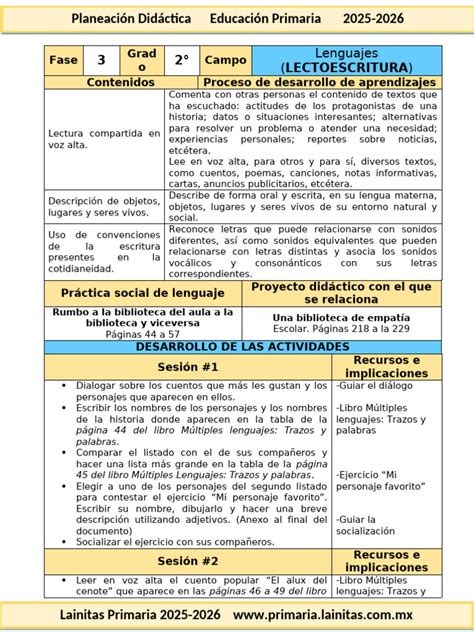 07 Lectoescritura Planeación 2025 2026 Pdf Escritura