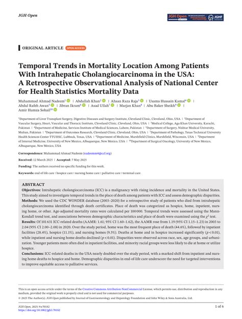Pdf Temporal Trends In Mortality Location Among Patients With Intrahepatic Cholangiocarcinoma