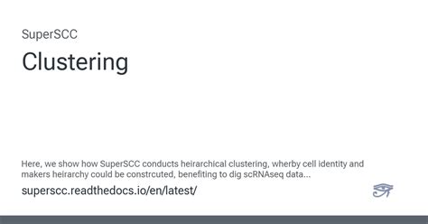 Clustering — Superscc 010 Documentation